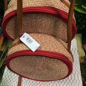 Express | Bags | Express Red Round Rattan Bag | Poshmark